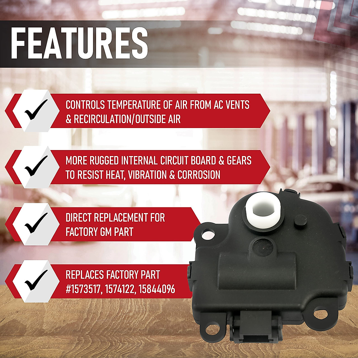 HVAC Heater Blend Door Actuator - Compatible with Chevrolet Impala 2004-2013 Vehicles - 1573517, 1574122, 15844096, 22754988, 52409974, 604-108, 15-74122, 604108 - Temperature Air Door Impala Actuator