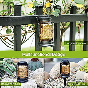 NEEMO Solar Mason Jar Fairy Lights, 2 Pack Solar Lanterns Outdoor Waterproof Glass Lamp, Vintage Jar Starry Fairy Light with Angel Pattern for Patio, Garden, Party, Holiday [Warm White]