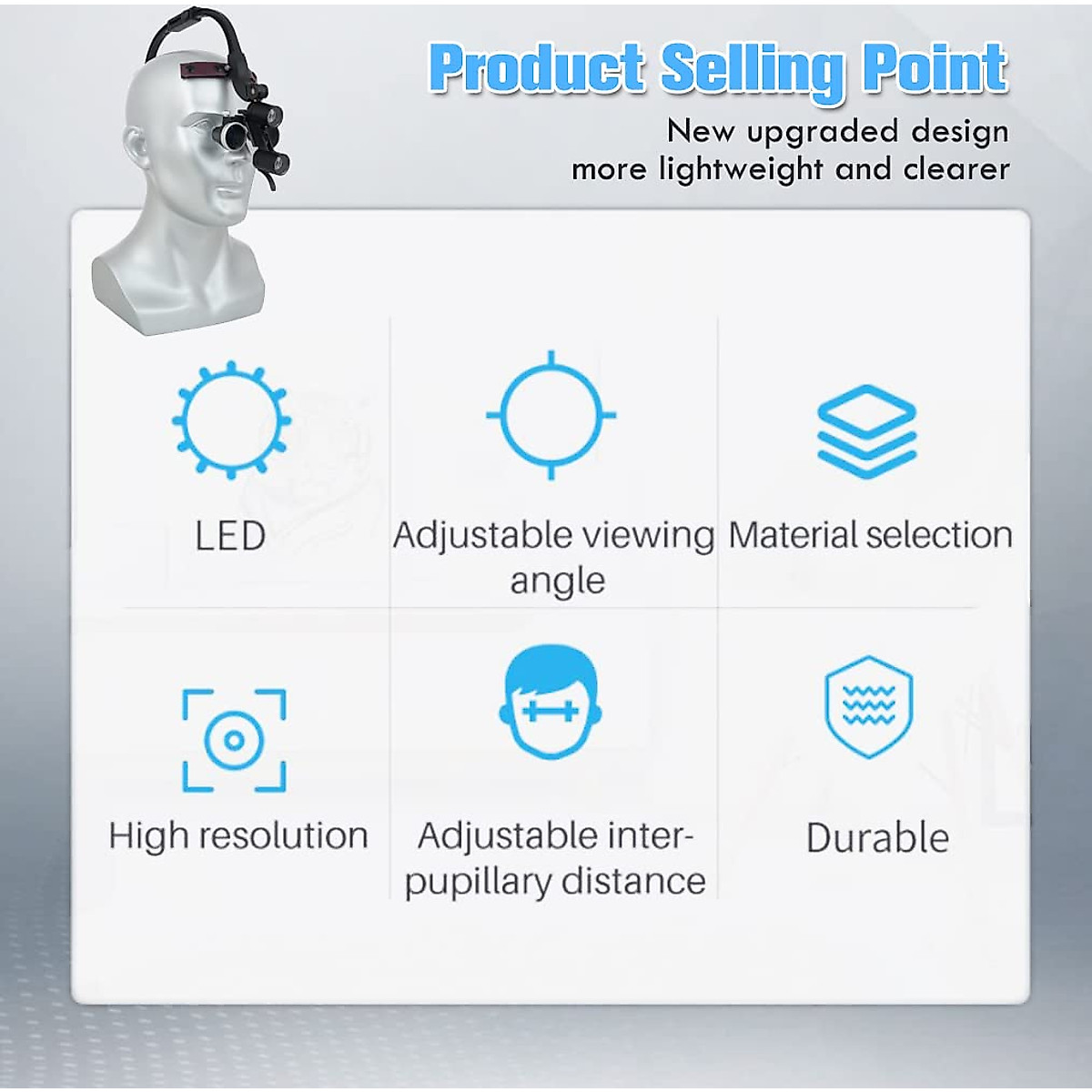 jiabaoyu New Advanced High Performance 3.5X Binocular Loupes Glasses Magnifier with Light Lamp, Adjustable Brightness and Distance, Easy to Mount, High Precision and Good Reliability