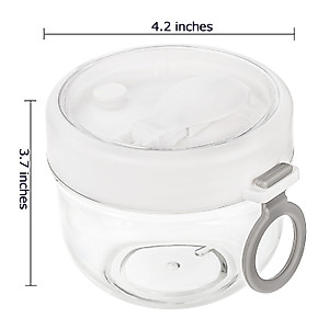 Coloch 6 Pack Plastic Overnight Oats Container with Spoon and Lid, 20oz Portable Prep Oatmeal Jar Leakage Proof On The Go Cup Dessert Cup for Yogurt, Snack, Oatmeal, Fruit, White, Pink, Green