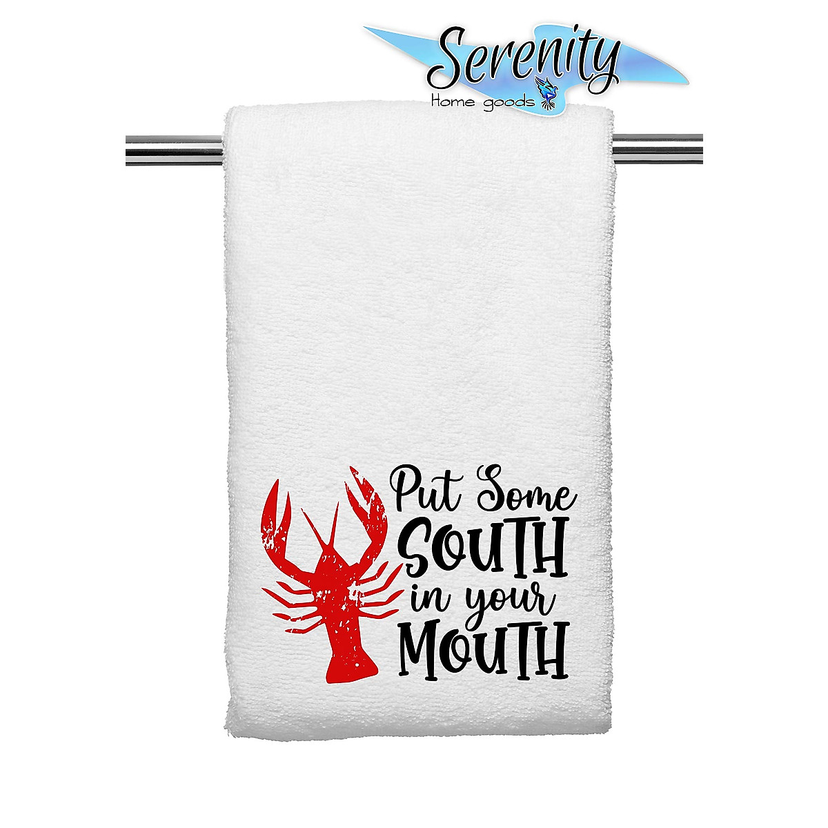 Funny Novelty Bath Hand Towels | Crawdad | Cajun Crawfish Bayou Summer Southern Decor | Hilarious Adult Crude Humor Home House Warming Wedding Gift Present