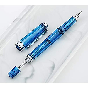 Lanxivi Set of 3 Piston Vaccum Fountain Pen Extra Fine Nib, 013 Series (Blue, Green and Clear Transparent) by Paili
