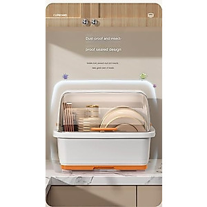 With lidDish Drainer Rack Plate, Silverware, Pots and Pans Drying Rack Chopstick holder Cup Holder,Multifunctional Dish Rack for Kitchen Counter,Dish Rack with Drainboard, for Kitchen Counter and Sink