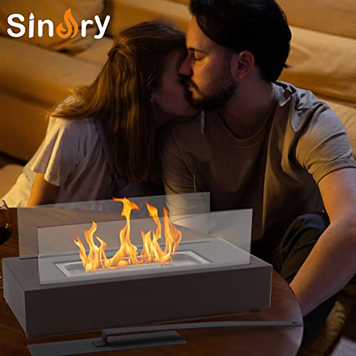 Tabletop Fire Pit, Portable Alcohol Fireplace Indoor Outdoor, Bio Ethanol Ventless Fire Pit, Mini Fireplace Bowl Clean Burning Real Flame for Patio Balcony