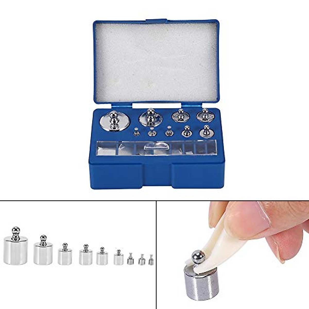 Scale Balance Calibration Weights, 10mg-100g Gram Precision Steel Scale Calibration Weight Kit with Case & Tweezers for Digital Scale Balance, Jewellery Scale, Lab Educational Science