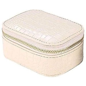 ZZYINH AN207 Simple Jewelry Box PU Leather Earrings Necklace Bracelet Storage European Style Portable Travel Jewellery Organizer Small Jewelry (Color : Beige)