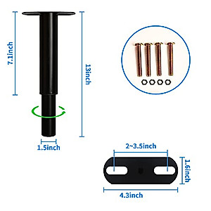 lukar 2Pcs Adjustable Bed Frame Support Legs, 7.1-13 Inch Metal Support Leg for Bed Frame Center Slat, Heavy Duty Furniture Leg for Bed Sofa Cabinet