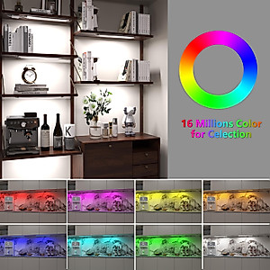 Smart Under Cabinet Lighting Strip Lights White & Color Changing Dimmable Work with Alexa Google Smart Thing Phone App, RGB Multi Colored Lamp for Kitchen Counter Light Fixture (6 Lights Bar Kit)