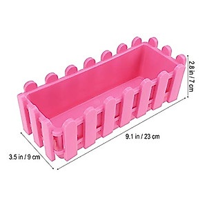 Yardwe Rectangular Plastic Flower Pot Small Creative Plant Pot Fence Shaped Window Box Planters for Garden Bonsai Home Office Decoration 9.1 x 3.5 x 2.8 Inch (Pink)