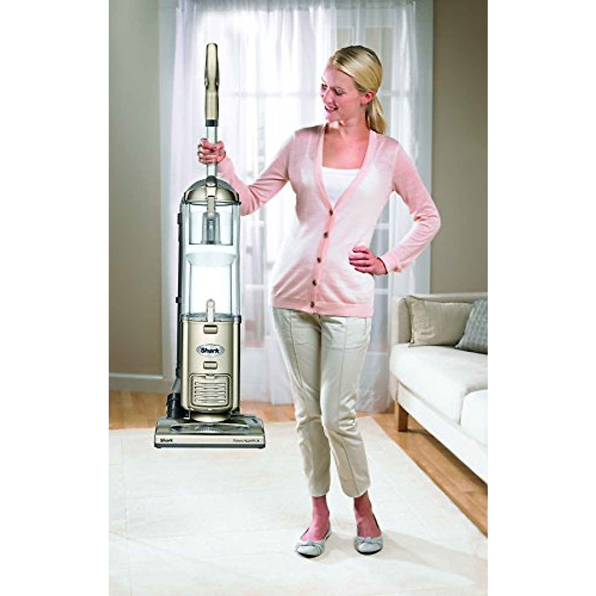 Shark Navigator Deluxe Upright Corded Bagless Vacuum for Carpet and Hard Floor with Anti-Allergy Seal (NV42), Champagne