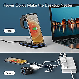 Wireless Charger for Apple Multiple Device, 3 in 1 Fast Charging Station/Stand Compatible for iPhone 14/13/12/Pro Max/SE/11/X/XR/8,for Apple Watch/iWatch 8/7/6/5/4/3/2/SE AirPods Pro/3/2