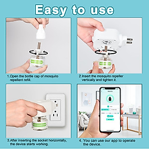 Moskiller Mosquito Repeller, Bluetooth APP Control Electronic Mosquito Repellent Plug in, Include 1 Pack 280 Hr Repellent Refills for Home, Bedroom, Office, Kitchen