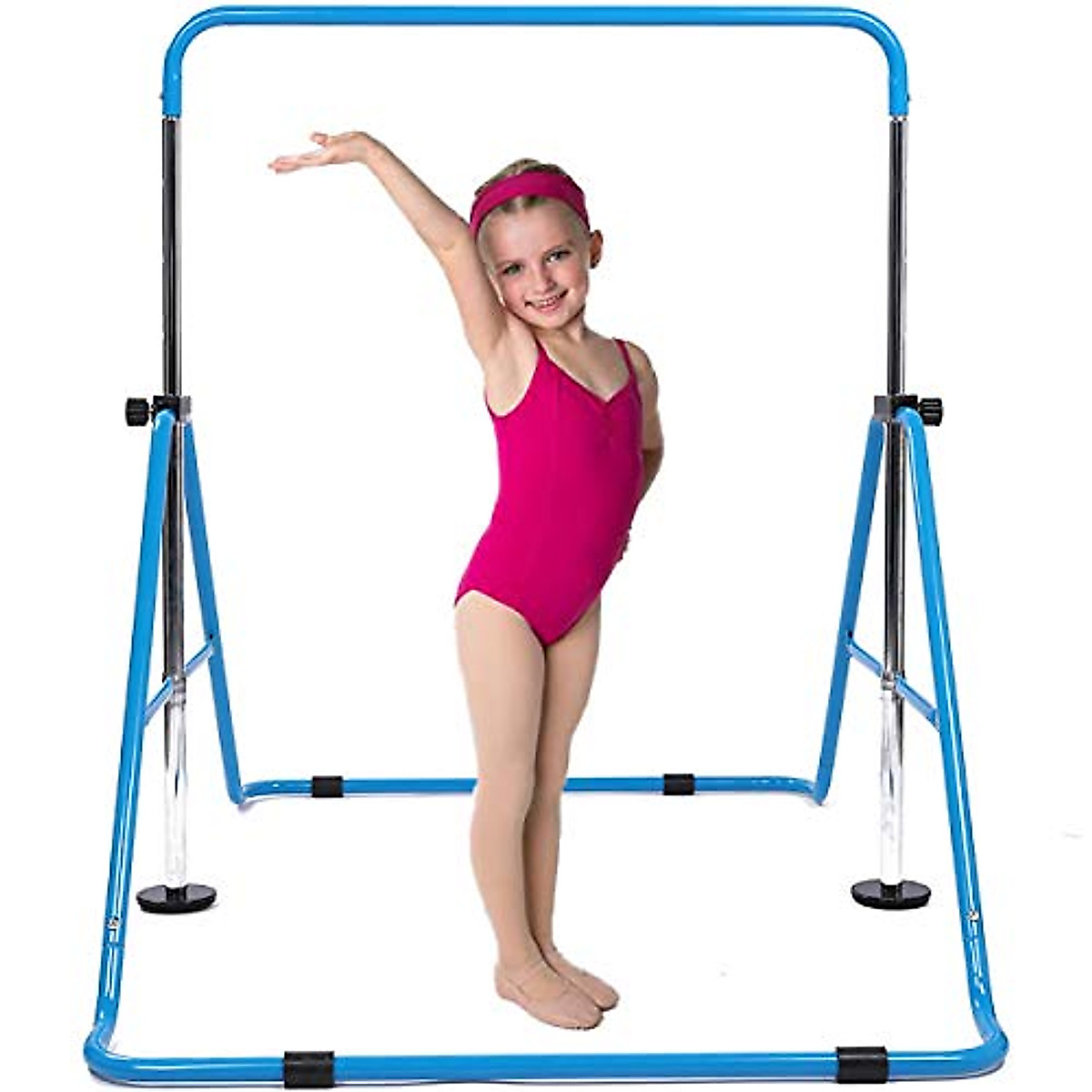 DOBESTS Gymnastics Bar Equipment for Home for Kids Height Adjustable Junior Training Kip Bar Uneven Bars for 3-7 Years (Blue)