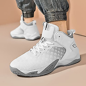 CJSPORX Mens Basketball Shoes Anti Slip Fashion Sneakers Zapatos de Hombre White-5 Size 8.5