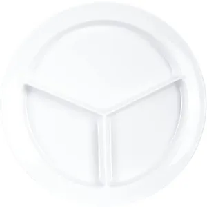Carlisle FoodService Products Kingline Divided Plate Deep Compartment Plate with 3 Compartments for Home and Restaurant, Melamine, 8.75 Inches, White