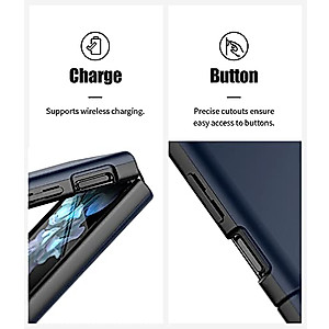 GOOSPERY for Galaxy Z Flip Case (2020) with Hinge Coverage, Luxury 360 Protection TPU Bumper Soft Feeling Hard PC Back Dual Layer Cover - Navy Blue