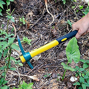 KEILEOHO 15 Inches Pick Mattock Hoe, Forged Weeding Garden Pick Axe with Rubber Handle, Weeding Mattock Hoe for Gardening, Loosening Soil, Camping, Planting Vegetables and Fruits