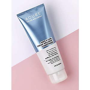 ACURE Wave & Curl Color Wellness Conditioner | 100% Vegan | Performance Driven Hair Care | Blue Tansy & Sunflower Seed Extract - Ultra-Conditioning For Wavy & Curly Color Treated Hair | 8 Fl Oz