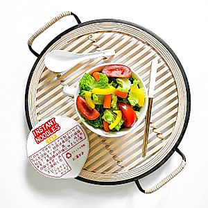 The Cozy Maison Japanese Instant Noodles Cup Ramen Ceramic Bowl Set with Ceramic Spoon and Stainless Steel Chopsticks