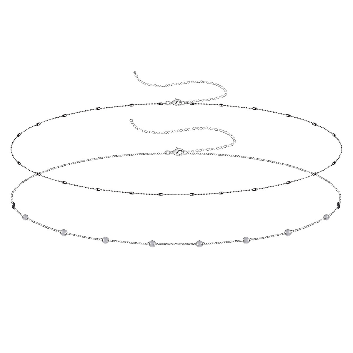 AoedeJ Silver Gold Belly Chains Layered Waist Chains Summer Beach Jewelry Body Chains Small Coin Belly Waist Chains for Women (Silver)