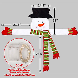 Christmas Tree Topper Snowman Hugger with Lights Strips - Xmas Holiday Winter Wonderland Party Decoration Ornament Supplies