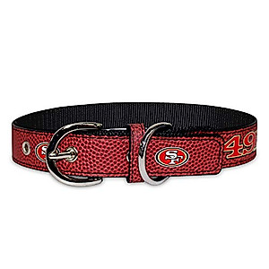 Pets First Tough Leather Pet Collar NFL SAN Francisco 49ERS Premium Dog Collar, Limited Edition, Size Medium. Best & Strongest Heavy-Duty Dog Collar!, Medium (16-20"" Long & 1"" Wide)