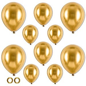 Gold Balloons,3 Different Sizes 77 Pack Metallic Gold Balloons 12 Inch,5 Inch,10 Inch Chrome Gold Balloon Arch for Birthday Valentines Baby Shower Wedding