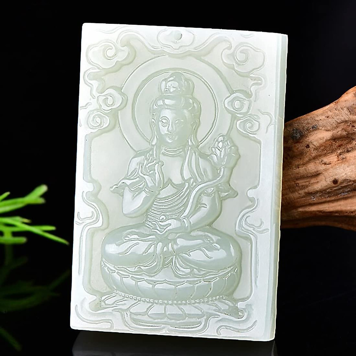 c1lint7785631 Women's Necklaces Men's Necklace Superb Sculpture White jade Dragon Kwan-yin Guan Yu Warrior Guangong Hold Knife Knight Bodhisattva Buddha Necklace Pendant