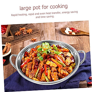 WHAMVOX Stainless Steel Griddle Steamer Pot Double Ears Pan Frying Pan Skillet Steel Pot Pow Wok Pan Everyday Wok Stewpot Skillet Korean Ramen Pot Cooking Pan Individual Asia Small Hot Pot