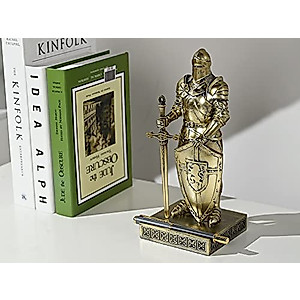 HDMbigmi King's Guard Ornament Knight Statue for Desk, Desktop Accessories Pen Holder Pen Stand Paperweight for Office and Home (Bronze)