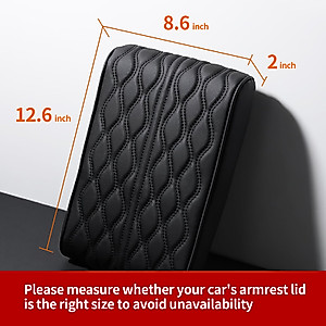 FANRUIQI Car Center Console Heighten Cover, Leather Memory Foam Car Armrest Booster Pads, Leather Car Armrest Cover Protector, Suitable for Most Vehicles, SUVs, Trucks, Cars (Black)