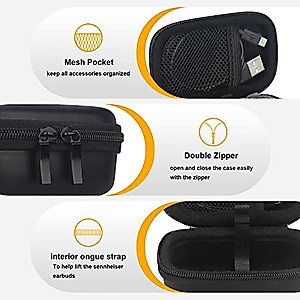 Elonbo Hard Carrying Case for Sennheiser Momentum True Wireless 3/2 / 1 Bluetooth in-Ear Headphones Consumer Audio Noise Cancellation Earbuds, Extra Interior Mesh Pocket Fits Charging Cables, Black