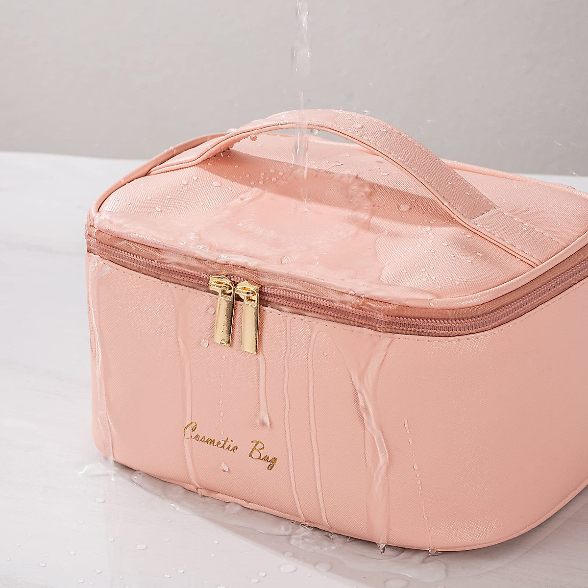 KITENROM Preppy Makeup Bag Small Cosmetic Bags for Women Little Pouch Toiletry Organizer Case(Haze Blue)