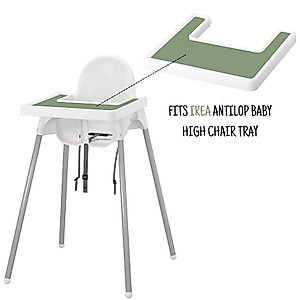 High Chair Placemat for IKEA Antilop Baby High Chair, Silicone Placemats, High Chair Tray Finger Foods Placemat for Boys and Girls, Babies, Toddlers (Sage)