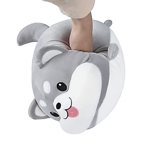 Auspicious beginning Husky Stuffed Animal Throw Pillow, Huskies Chubby Anime Plush Pillow Kawaii Plush Stuff Animal Cute Plushie Stuffed Dog Plush