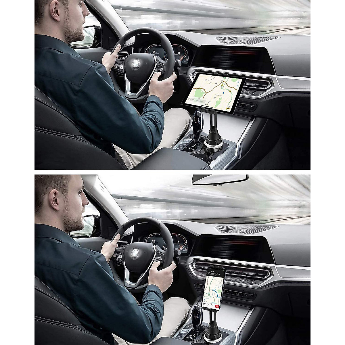 Cup Holder Tablet Mount, woleyi Car/Truck Cupholder Tablet Holder Stand with Adjustable Arm, Compatible with iPad Pro/Air/Mini, Galaxy Tab/Z Fold, Fire HD, iPhone, More 4.7-13" Cell Phones and Tablets