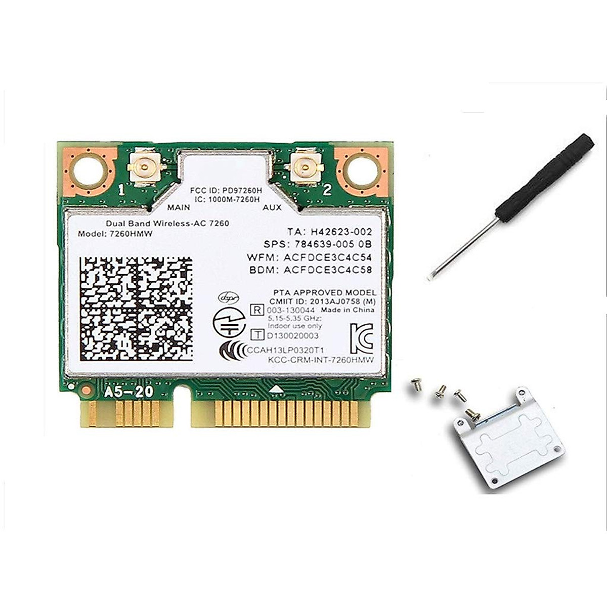 Network Bluetooth Card for 7260HMW Dual Band Wireless-AC 7260 Network Adapter PCI Express Half Mini Card 802.11 b/a/g/n/ac