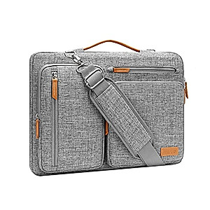 MOSISO 360 Protective Laptop Shoulder Bag, 15-15.6 inch Computer Bag Compatible with MacBook Pro 16, HP, Dell, Lenovo, Asus Notebook, Side Open Messenger Bag with 4 Zipper Pockets & Handle, Gray