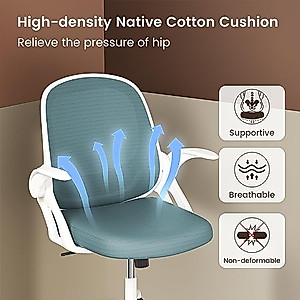 Home Office Chair Work Desk Chair Comfort Ergonomic Swivel Computer Chair, Breathable Mesh Desk Chair, Lumbar Support Task Chair with Wheels and Flip-up Arms and Adjustable Height