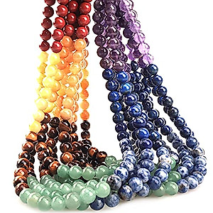 ICAI Beads 8mm Natural Colorful Stone Round Loose Stone Beads for Jewelry Making DIY Crafts Design 1 Strand 15" APPR.47-49pcs.
