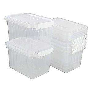 Kiddream Clear Plastic Storage Bins with Lids, 6 Quart Latch Boxes Set of 6, F