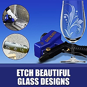 LE LEMATEC AS118 Sand Blaster Gun Kit for Air Compressor, Paint/Rust Remover for Metal, Wood & Glass Etching, Up to 150 PSI Blasting Media for Aluminum, Sand, Walnut Shells & Soda Blaster Jobs, Blue