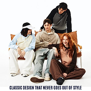 Qichic Mens Casual Pullover Hoodies Long Sleeve Hooded Sweatshirts Navy Red XL