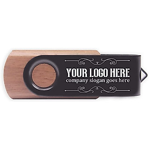 Wholesale Custom 8GB Wood Swivel USB Flash Drive 10 Pack, Personalized Custom Logo 8GB USB Memory Stick Thumb Drives with Free Laser Engraving for Wedding/Birthday/Anniversary - Walnut