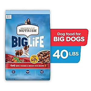 Rachael Ray Nutrish Big Life Dry Dog Food, Medium & Large Breed, Hearty Beef, Brown Rice, & Veggies, 40 Pounds
