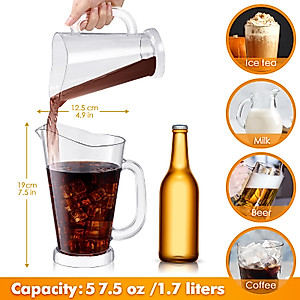 Tioncy 16 Pcs Clear Plastic Drink Pitcher Bulk 34 oz, Water Pitcher with Handle Beverage Pitchers Beer Ice Pitcher Restaurant Serving Jug for Wedding Table Xmas Party Container