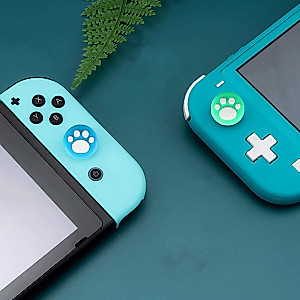Wen XinRong 6Pcs Thumb Grip Caps Compatible with Nintendo Switch/Lite Cute Cat Paw Raccoon Green Leaf Design Joystick Caps Compatible for Switch Joy Con Controller NS Accessories