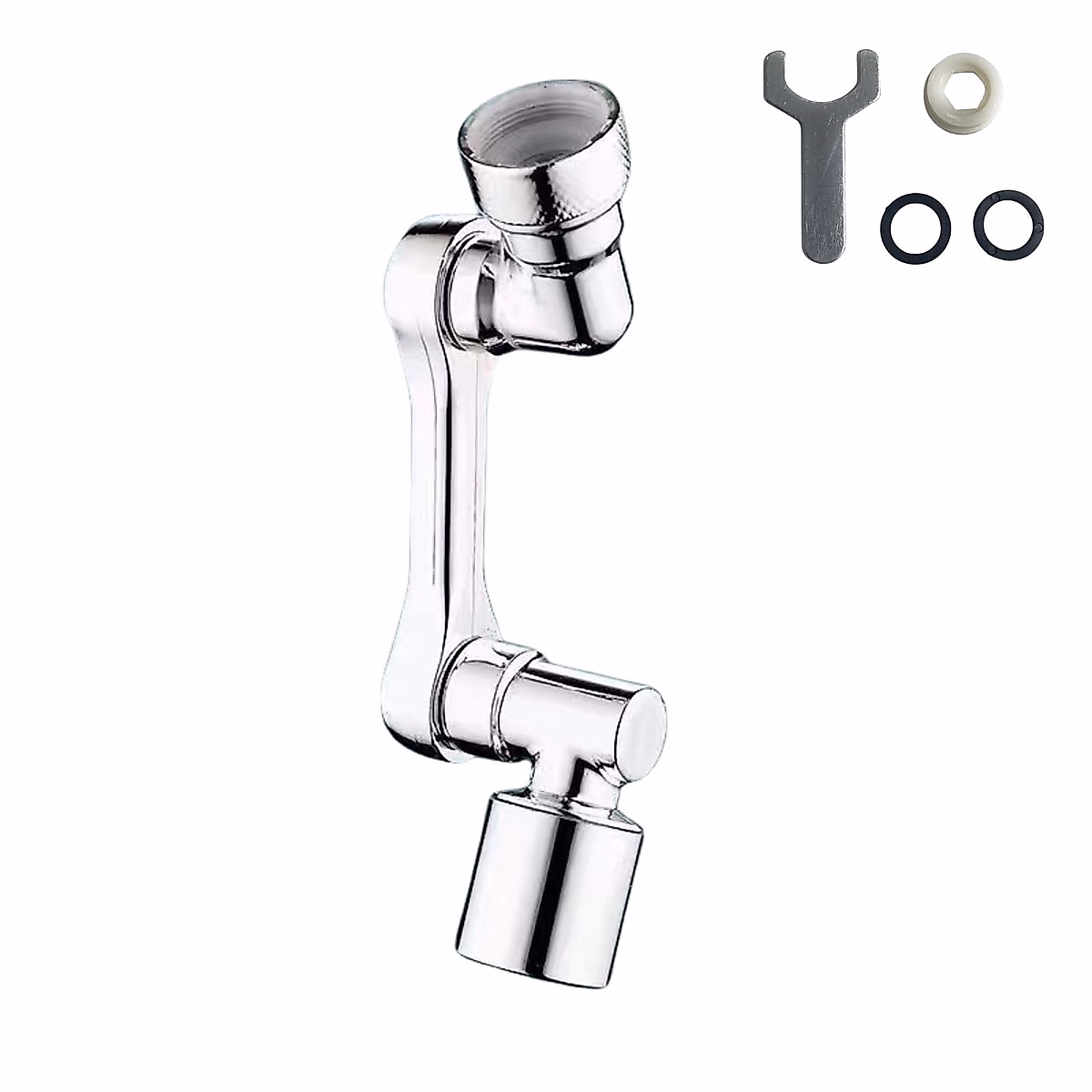 2Pack - BSPIX 1080° Rotating Faucet Aerator Extender (Plastic) with Aerator Wrench - 22mm Inside Diameter Suitable for 20-24mm Faucets - Dual Models And Robotic Arm for Kitchen/Bathroom Sinks