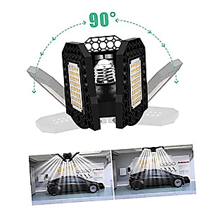 QUMIIRITY Warehouse Light LED Garage Ceiling Lights Motion Folding Light Garage Light Security Lamps Outdoor Flood Lights Deformation Lamp Outdoor Security Lights Black