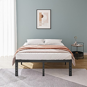 Neslime 14 Inch Full Size Bed Frame No Box Spring Needed, Heavy Duty Metal Platform Bed Frame Full, Heavy Duty, Easy Assembly and Noise Free, Black